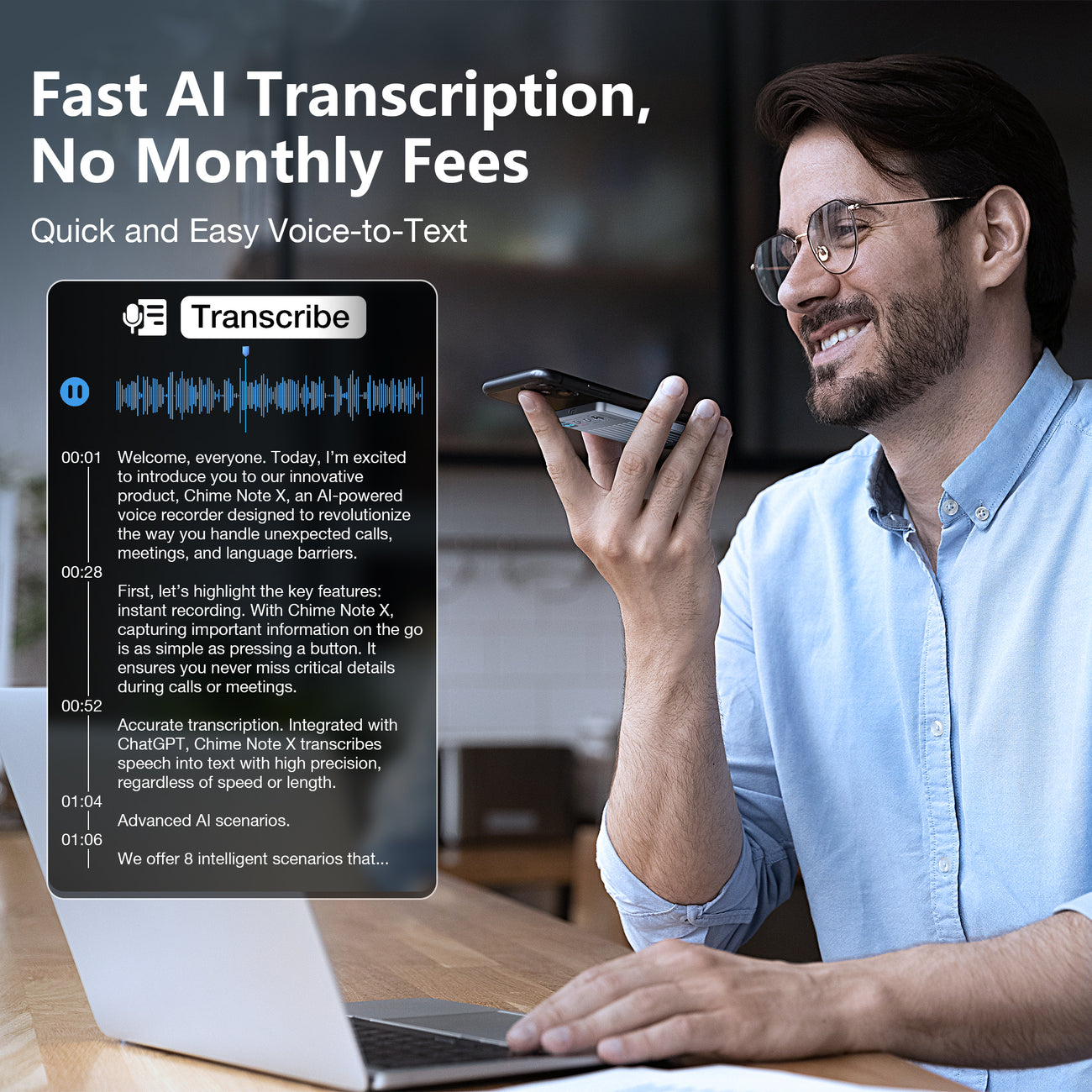 CHIME NOTE AI Voice Recorder - Free Transcription & AI Summaries