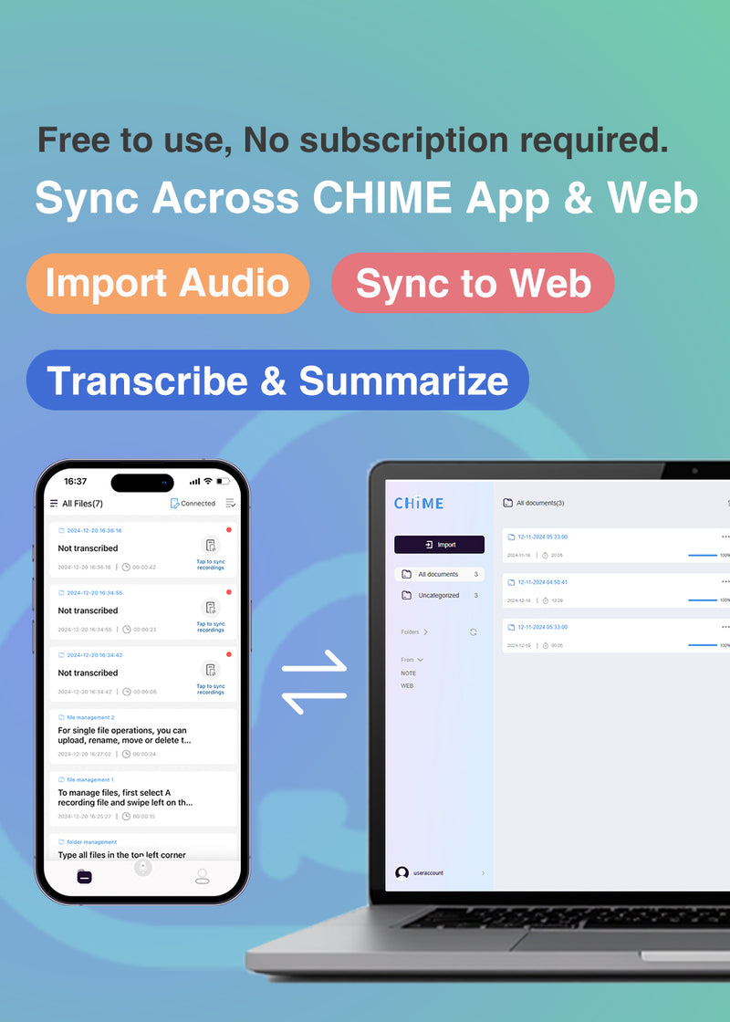 CHIME NOTE AI音声並べ替え